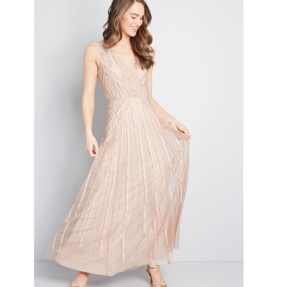 Modcloth | Dresses | Modcloth Beaded Maxi Dress Wedding Sequin | Poshmark